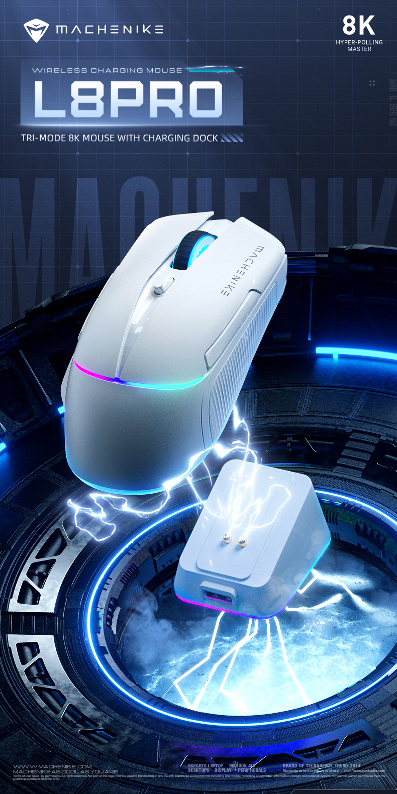 Machenike L8 Pro Wireless/BT Gaming Mouse With Charging Base - nxt.cy | Smartphones, Tablets ...