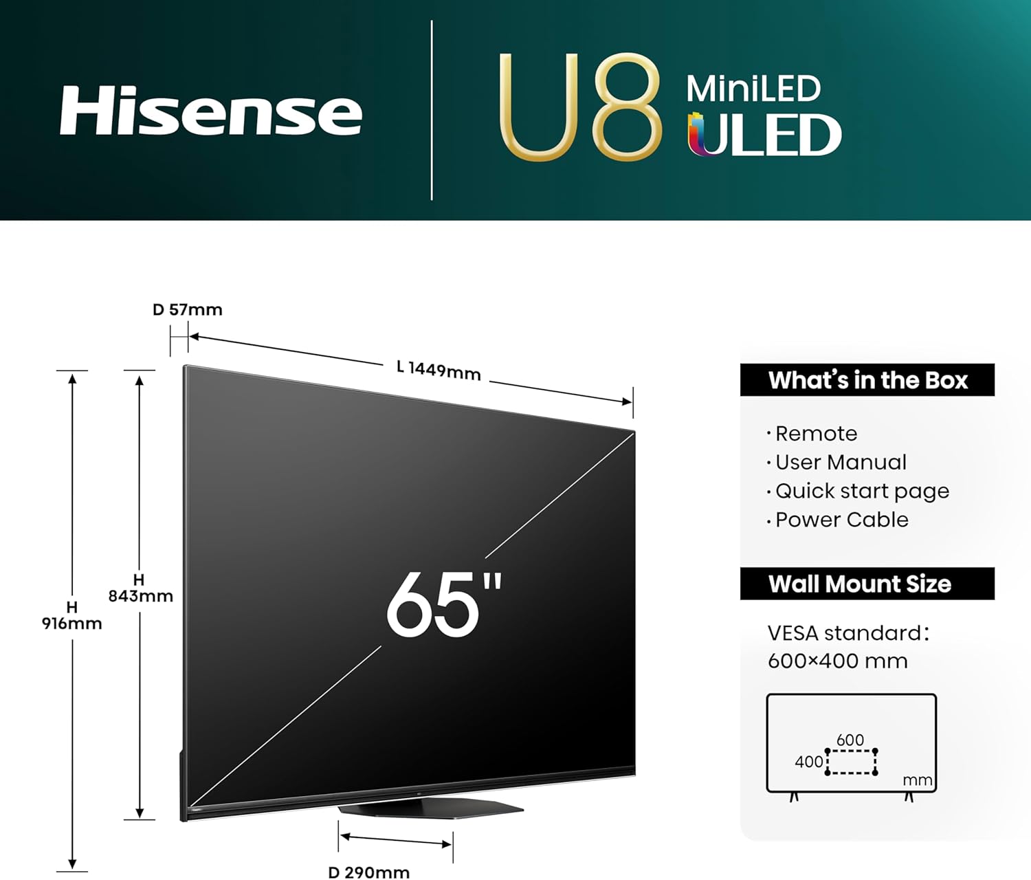 Hisense 65U8NQ 65'' 4K Smart QLED MINI LED 120hz Gaming TV - nxt.cy ...