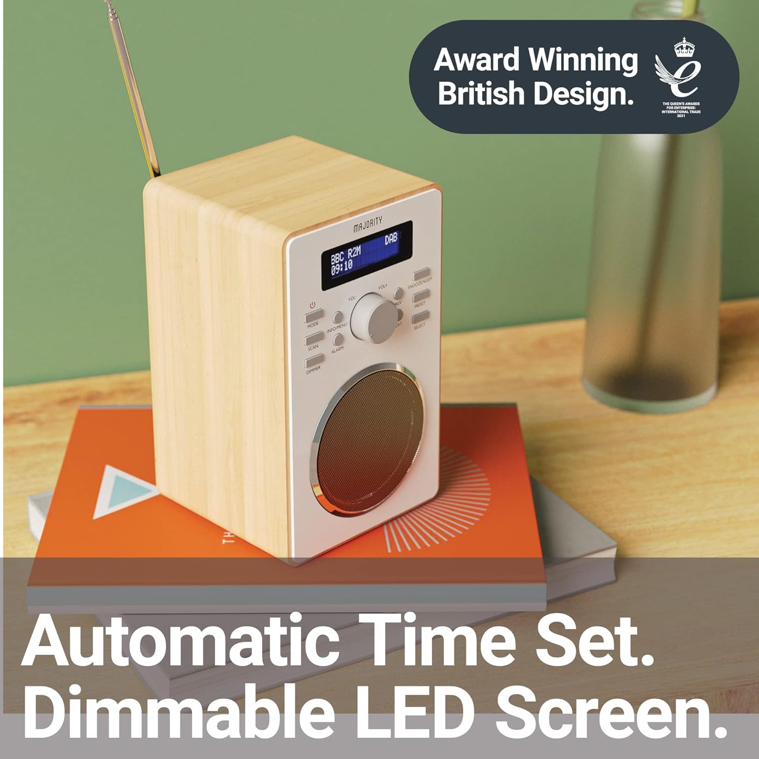 Majority BARTON FM/DAB Radio with Dual Alarm & LED Display (Walnut ...