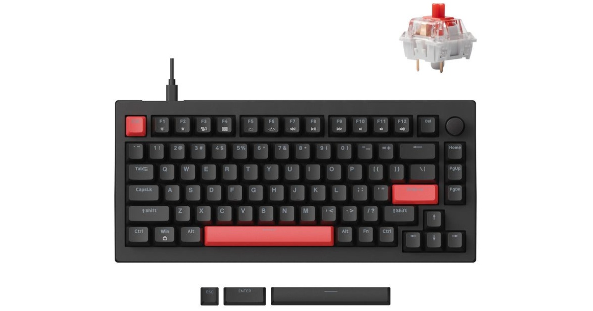 Lemokey X4 QMK (X4-A1) Wired Mechanical Keyboard 75% Red Switch US ...