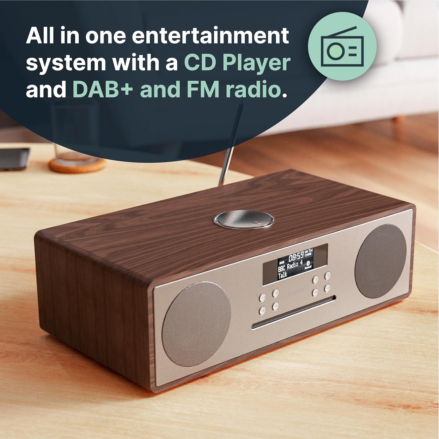 Majority OAKINGTON (Walnut) Mini HiFi System 120W with CD Player ...