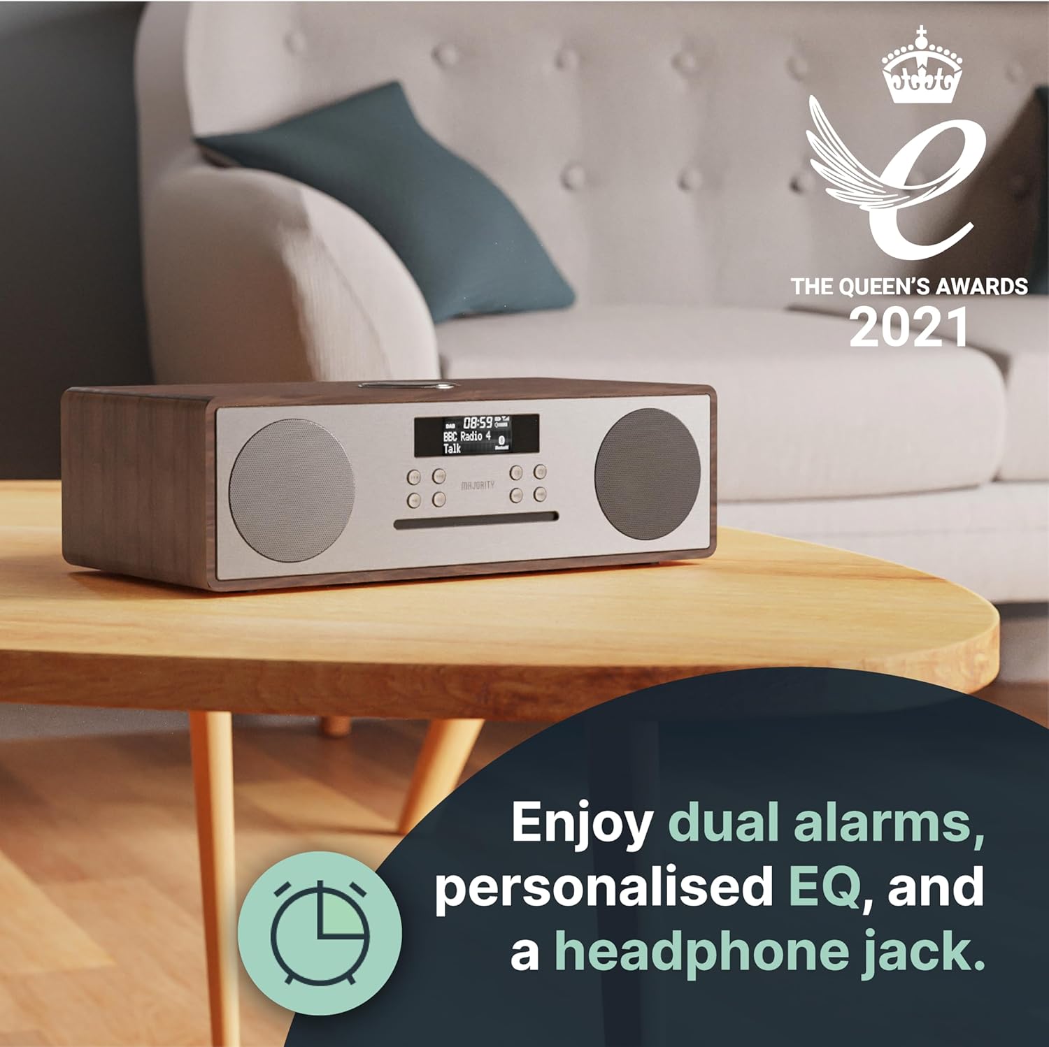 Majority OAKINGTON (Walnut) Mini HiFi System 120W with CD Player ...