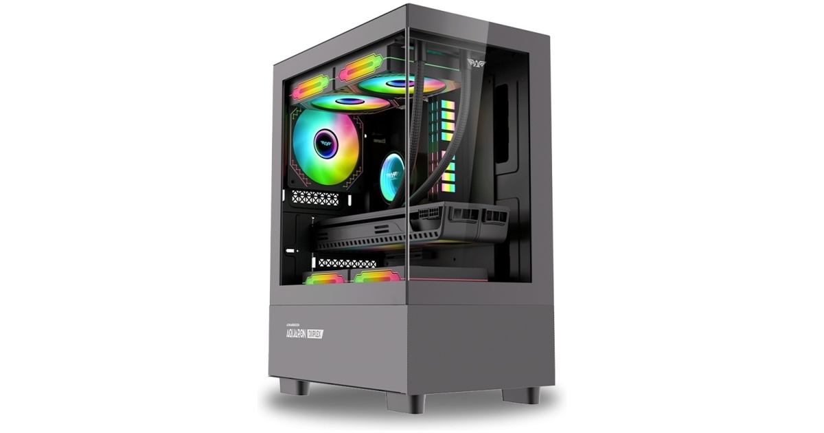 Armaggeddon Gaming Case M-ATX AQUARON Duplex Black (Bottom USB Ports ...