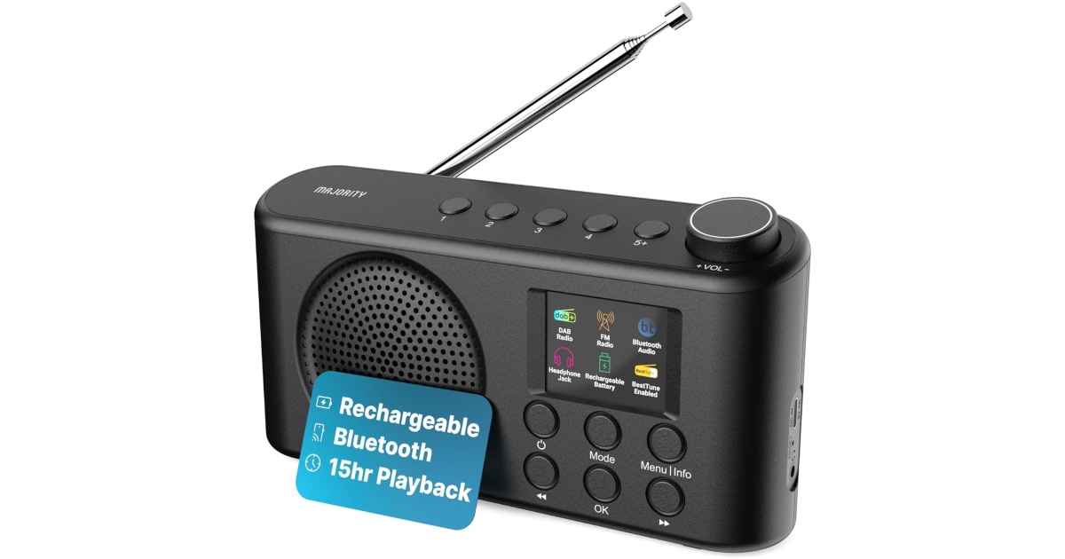 Majority ORWELL Pro Portable FM/DAB Radio with Display & Bluetooth USB ...