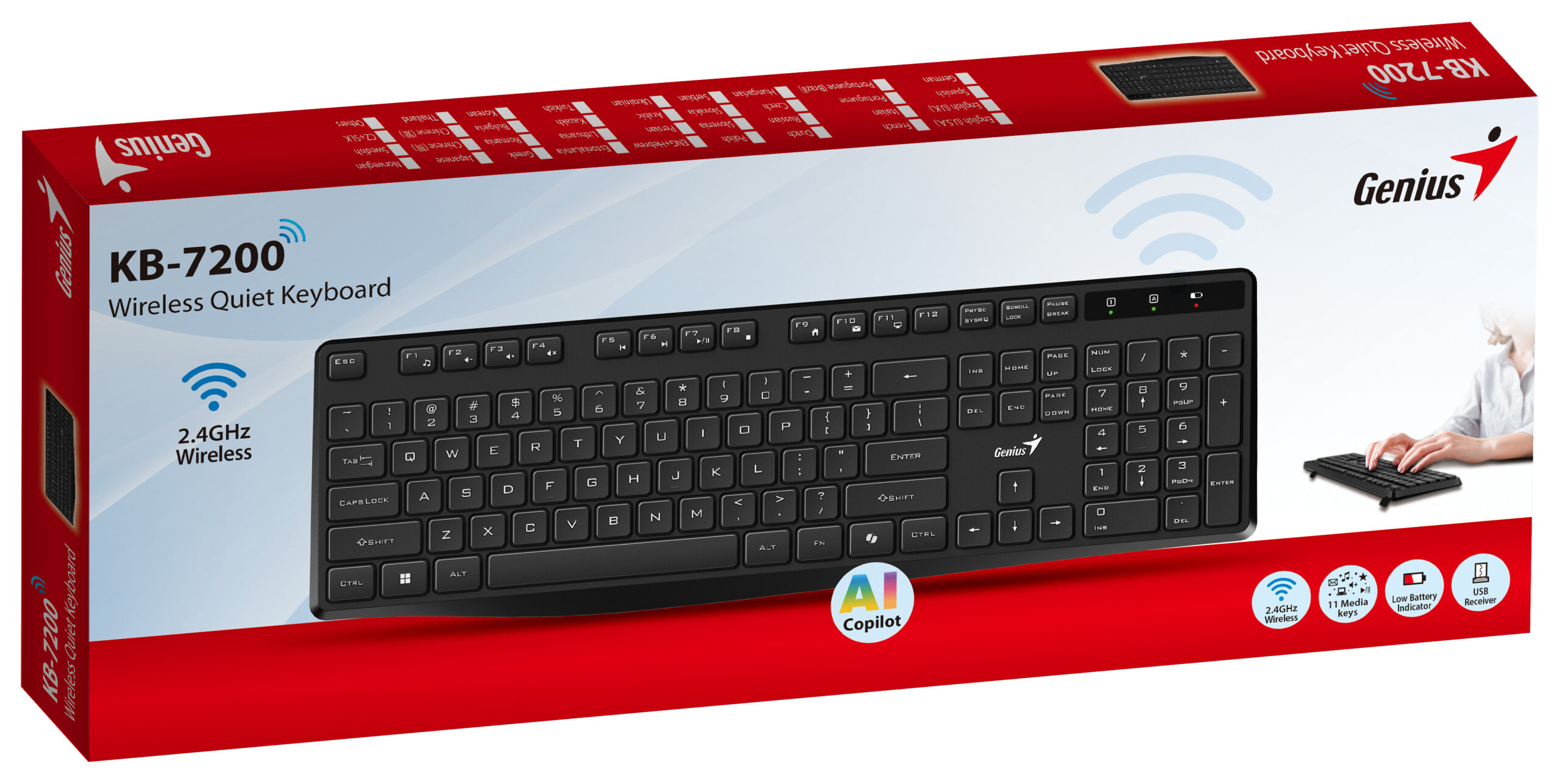 Genius Keyboard Wireless AI Silent & Low Profile KB-7200 English - nxt ...